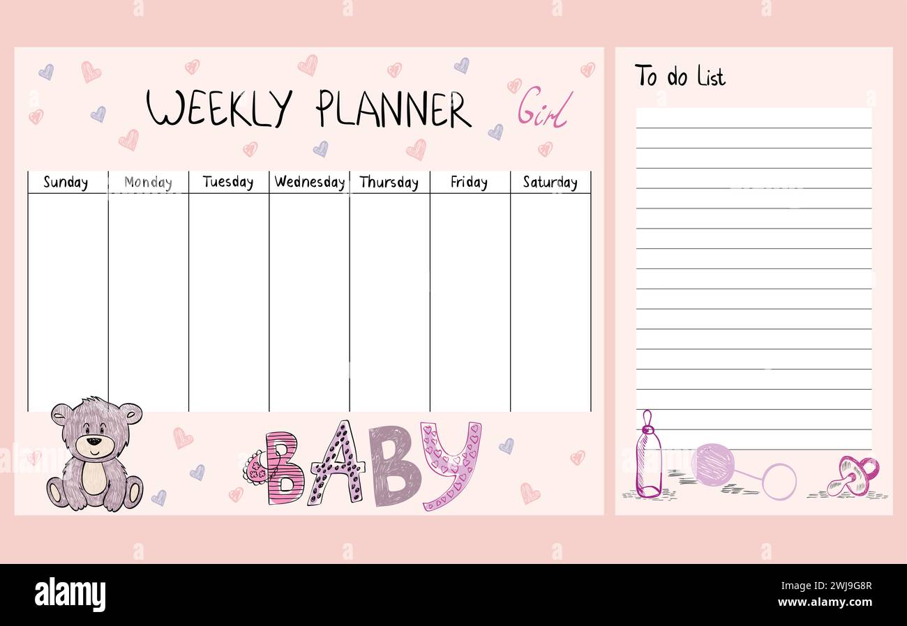 Printable weekly planner girl hi-res stock photography and images - Alamy