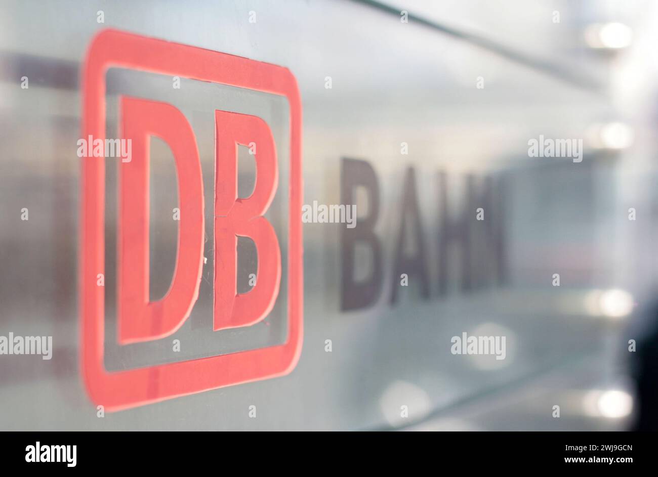 Deutsche Bahn Logo, German Railway, at entranceway of Viktoria-Tower on ...