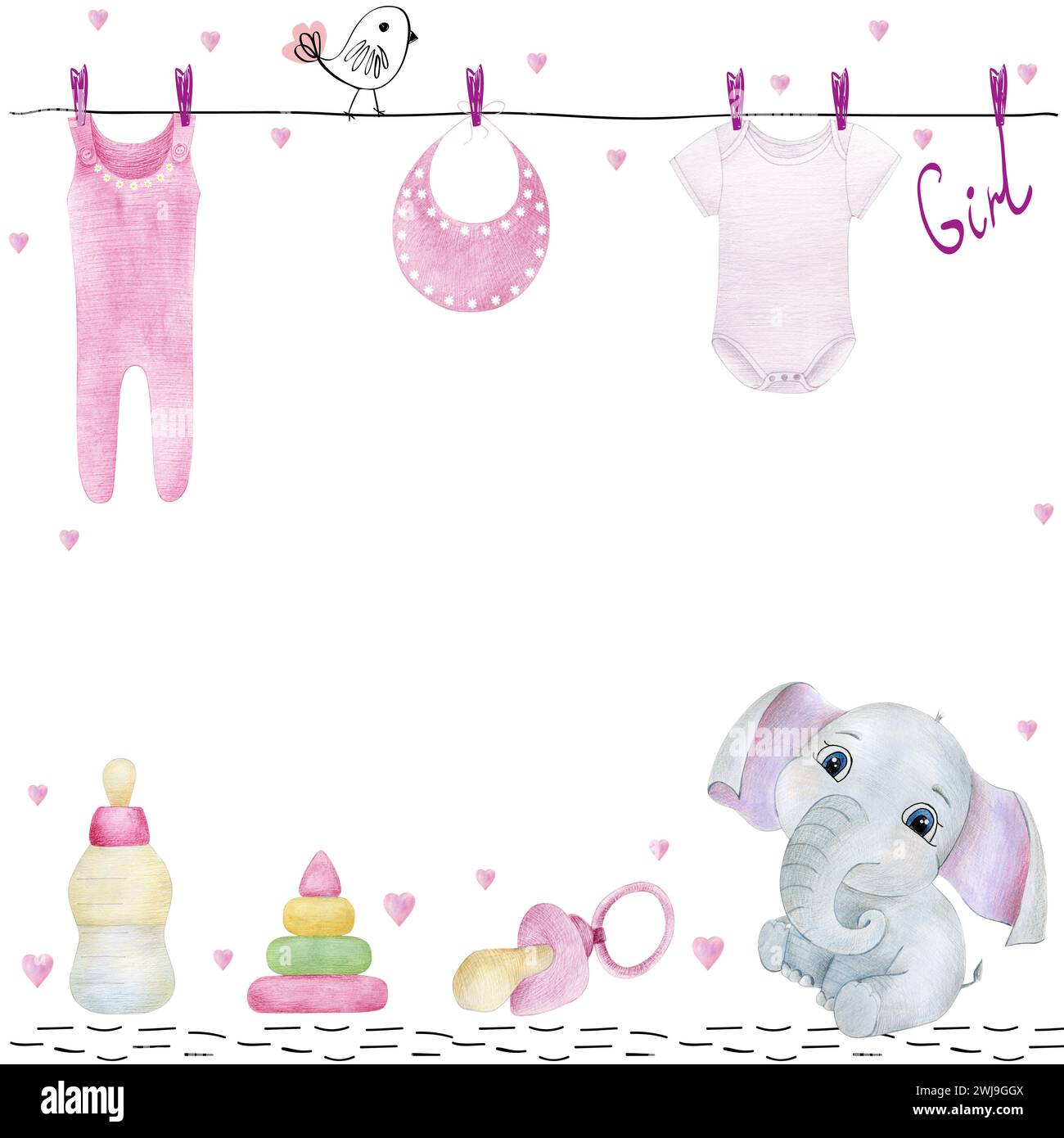 Girl Baby Shower Borders Baby Girl Frame.