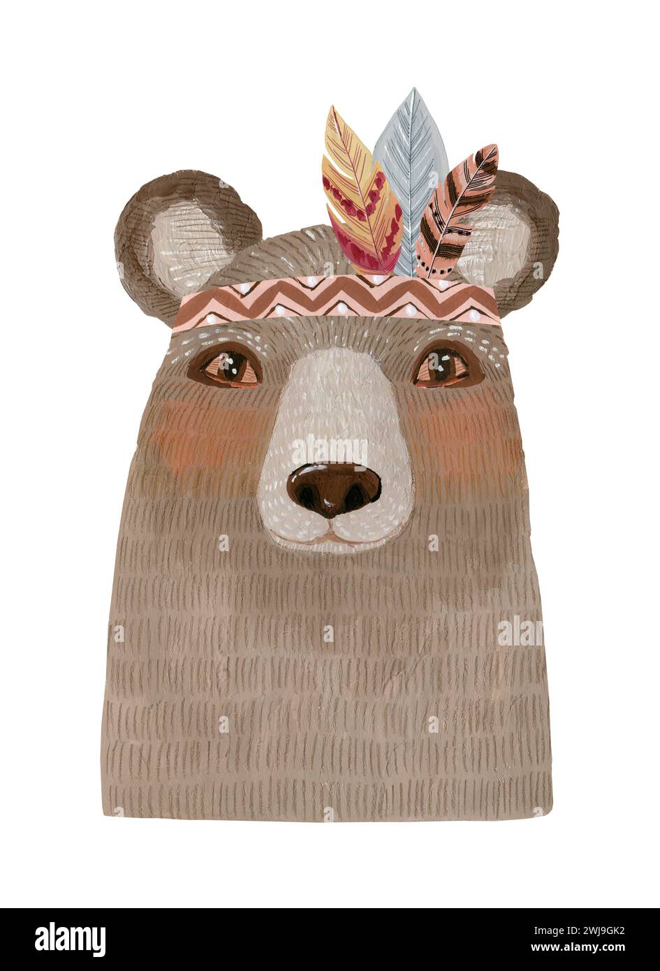 Hand drawn watercolor boho bear portrait Stock Photo - Alamy