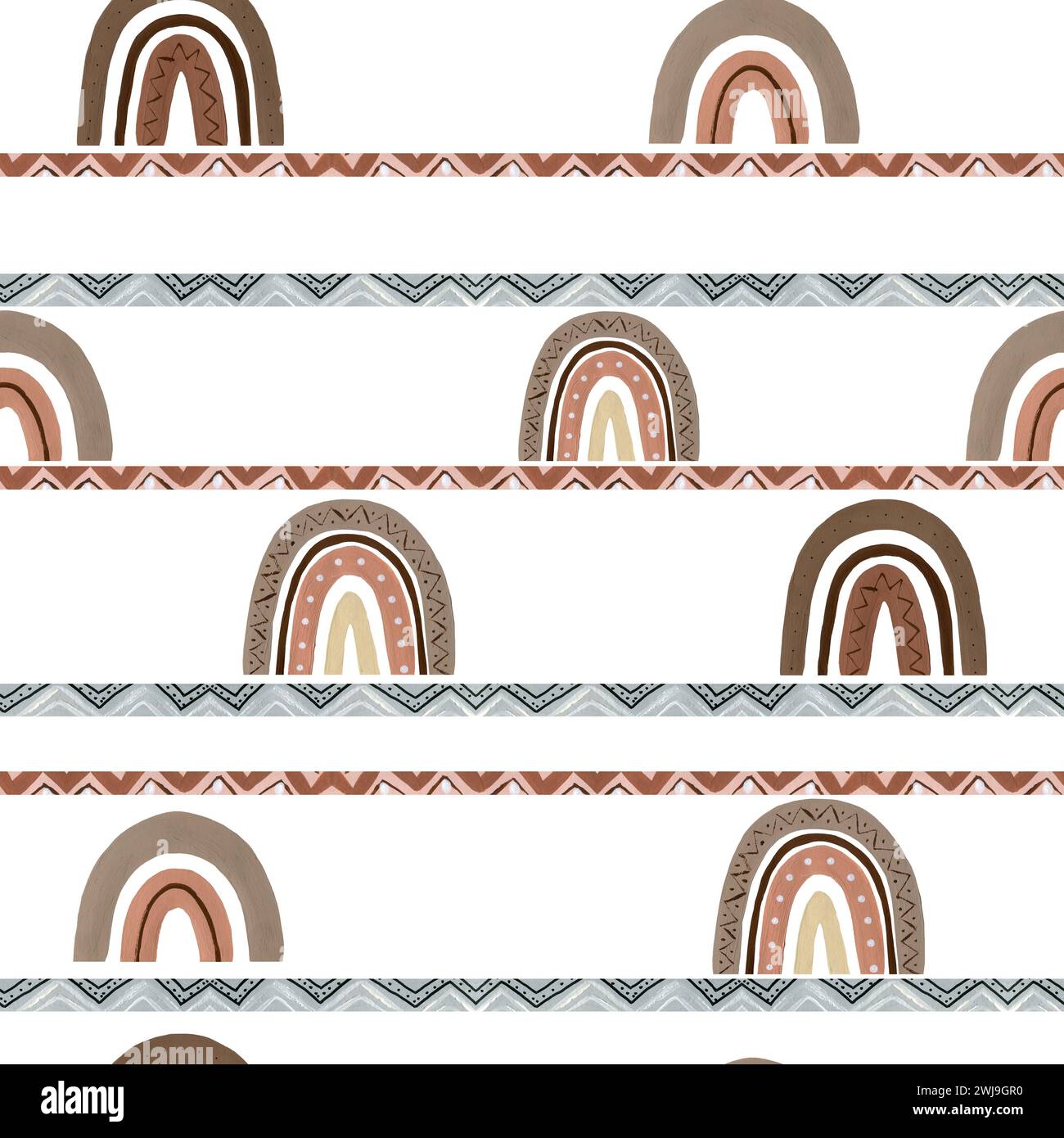 Watercolor seamless pattern with rainbows. Hand drawn illustration for ...