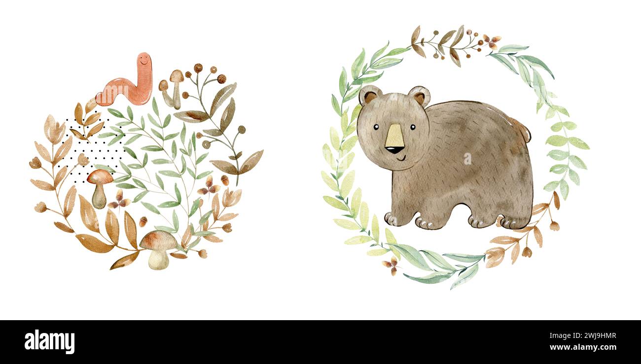 Watercolor woodland Cut Out Stock Images & Pictures - Alamy