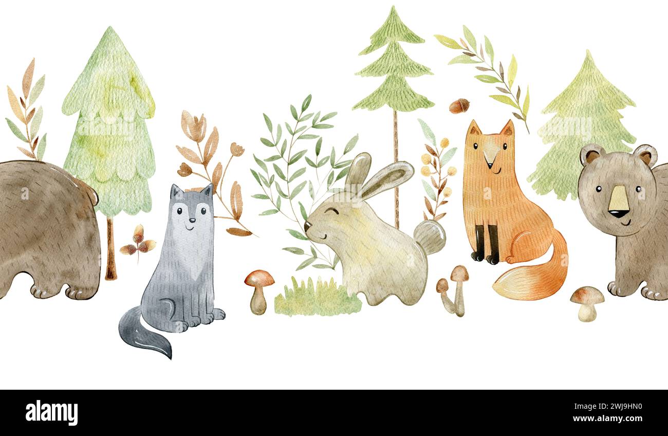 Illustration border fox hi-res stock photography and images - Alamy