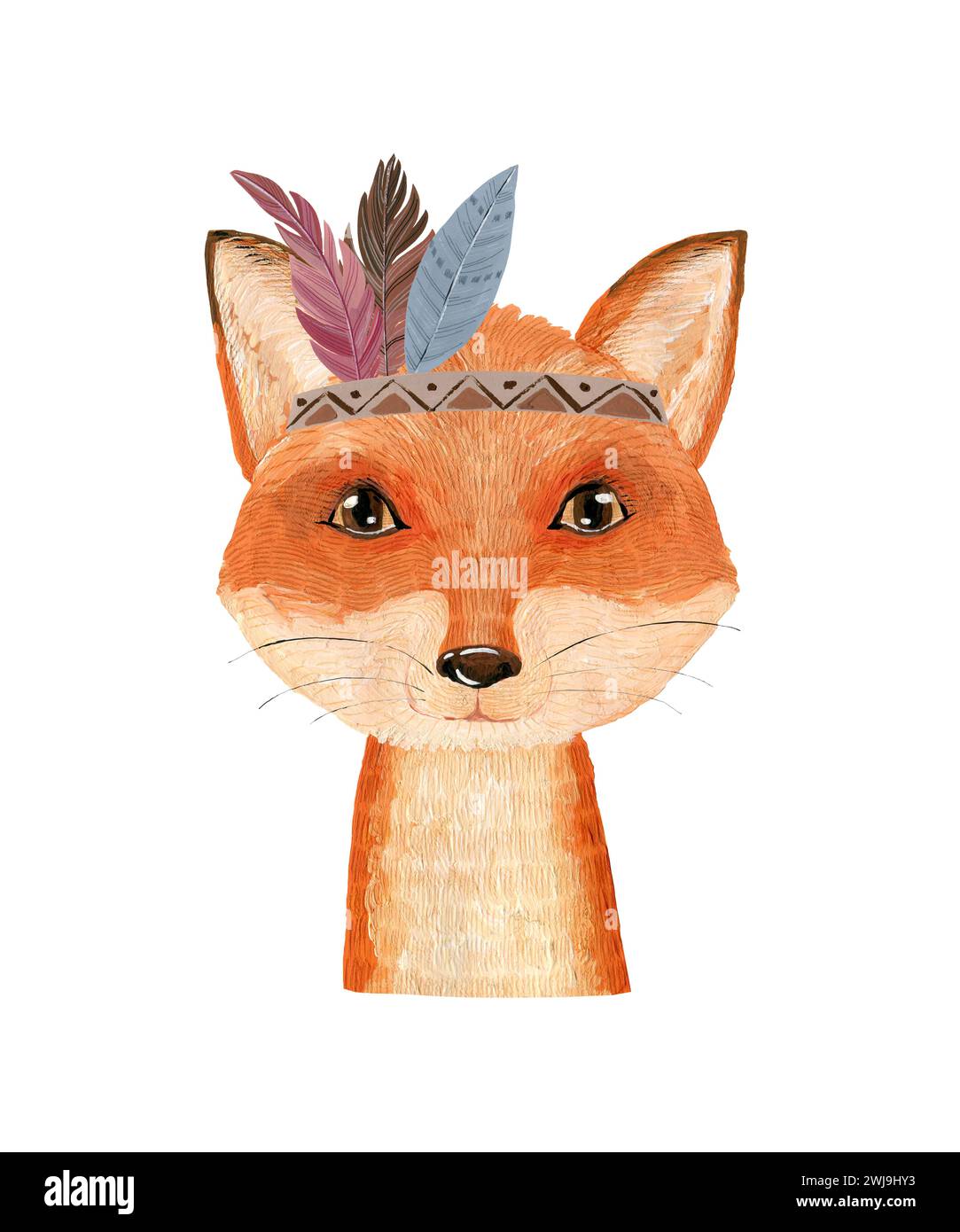 Watercolor fox portrait Stock Photo - Alamy