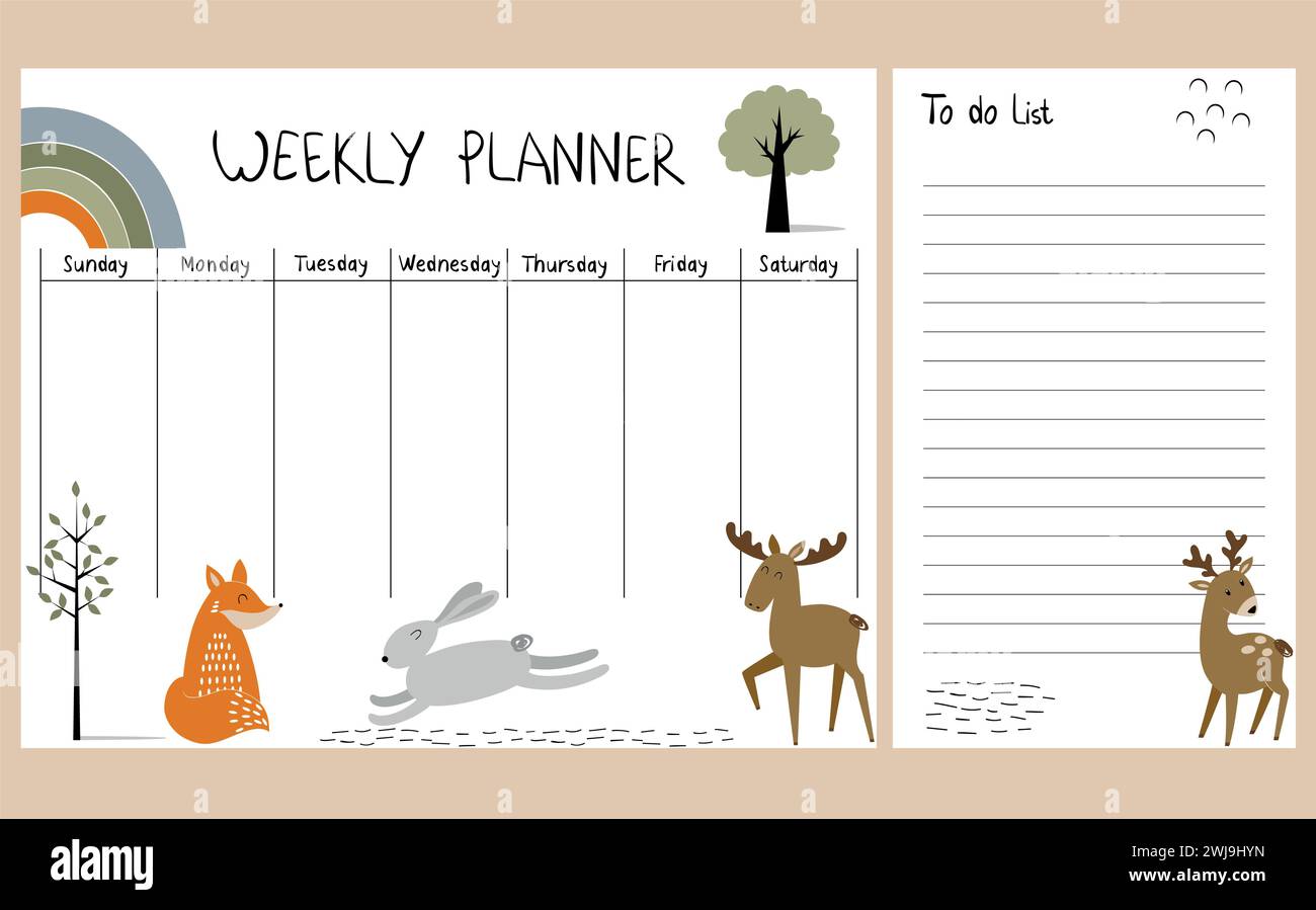 Vector weekly planner Stock Vector Image & Art - Alamy