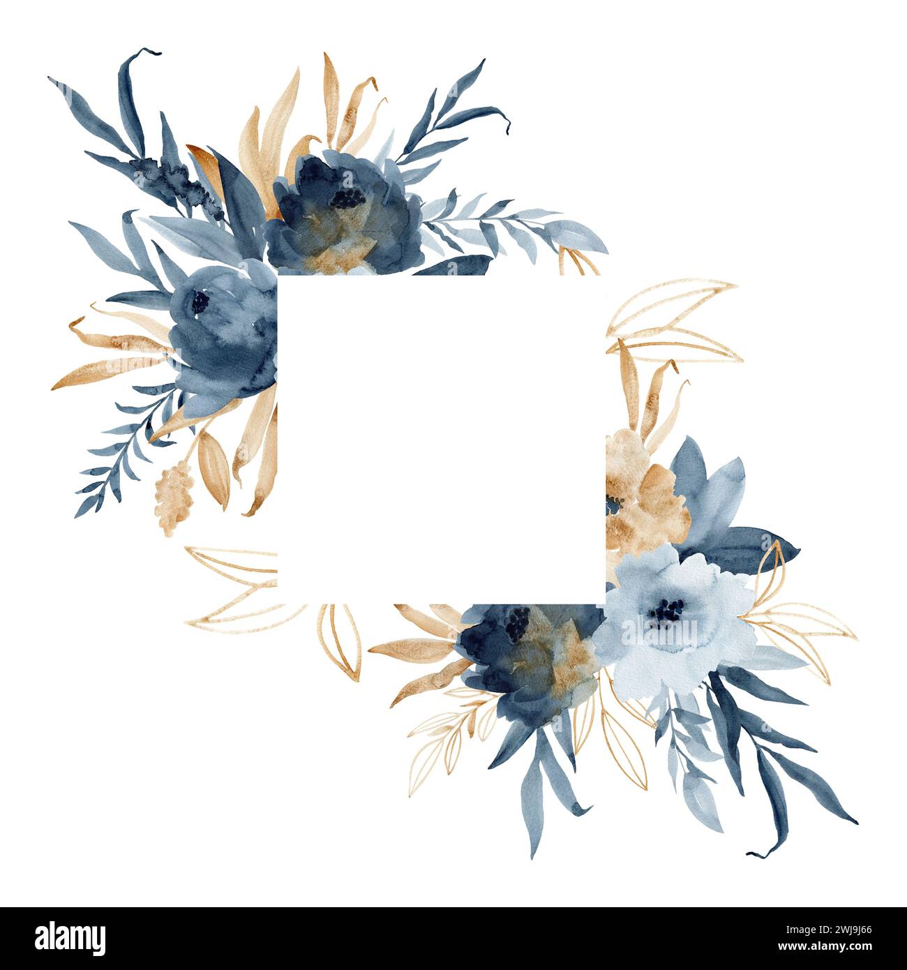 Frame with indigo flowers Stock Photo - Alamy