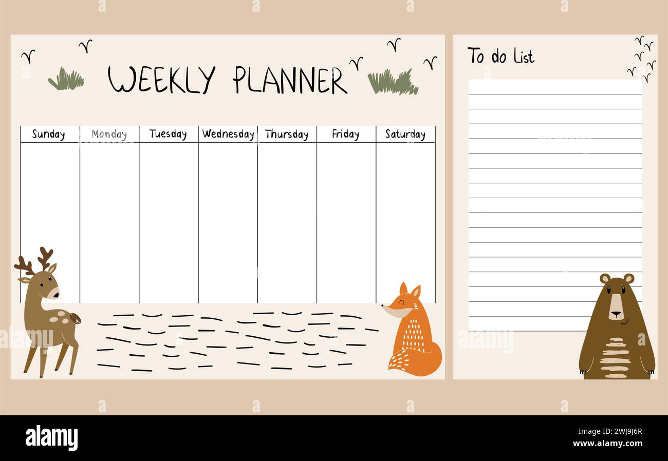Vector weekly planner Stock Vector Image & Art - Alamy