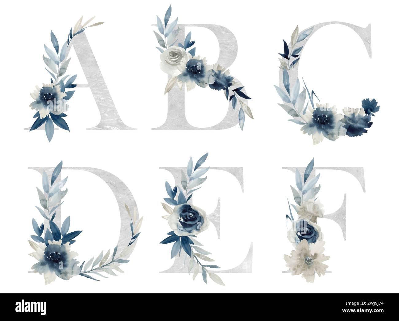 Watercolor floral alphabet Stock Photo - Alamy