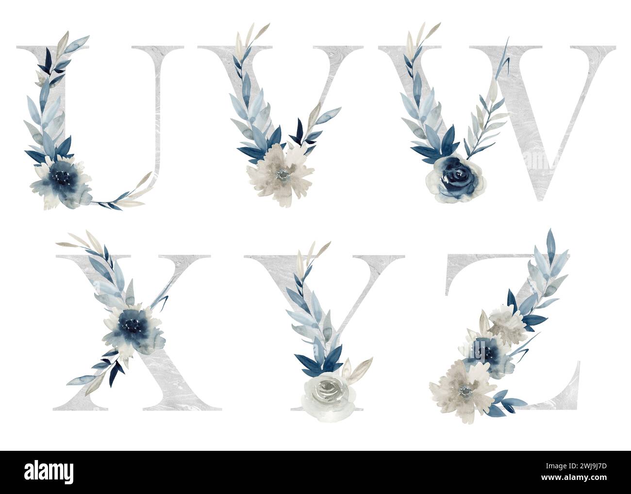 Watercolor floral alphabet Stock Photo - Alamy