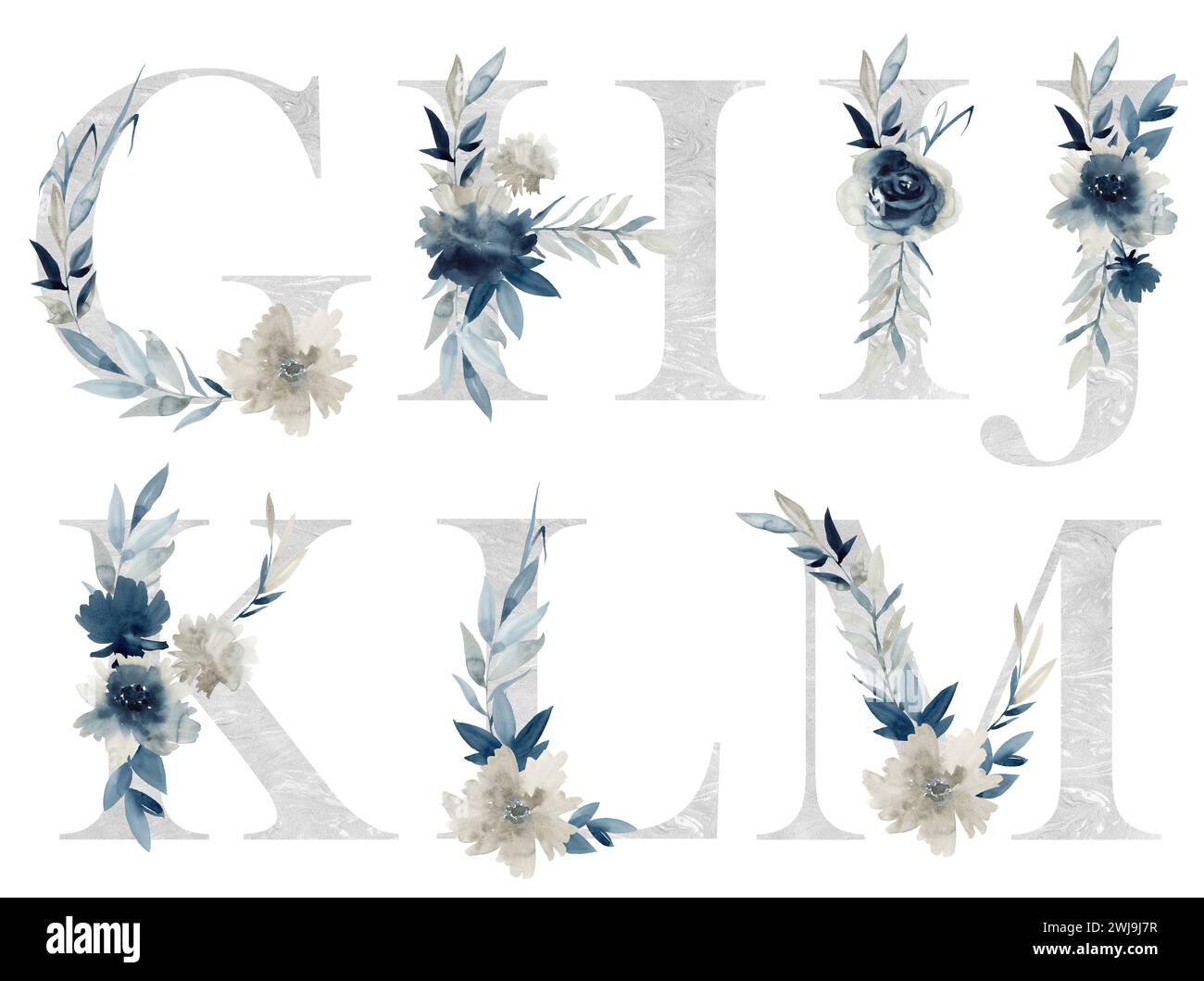 Watercolor floral alphabet Stock Photo - Alamy