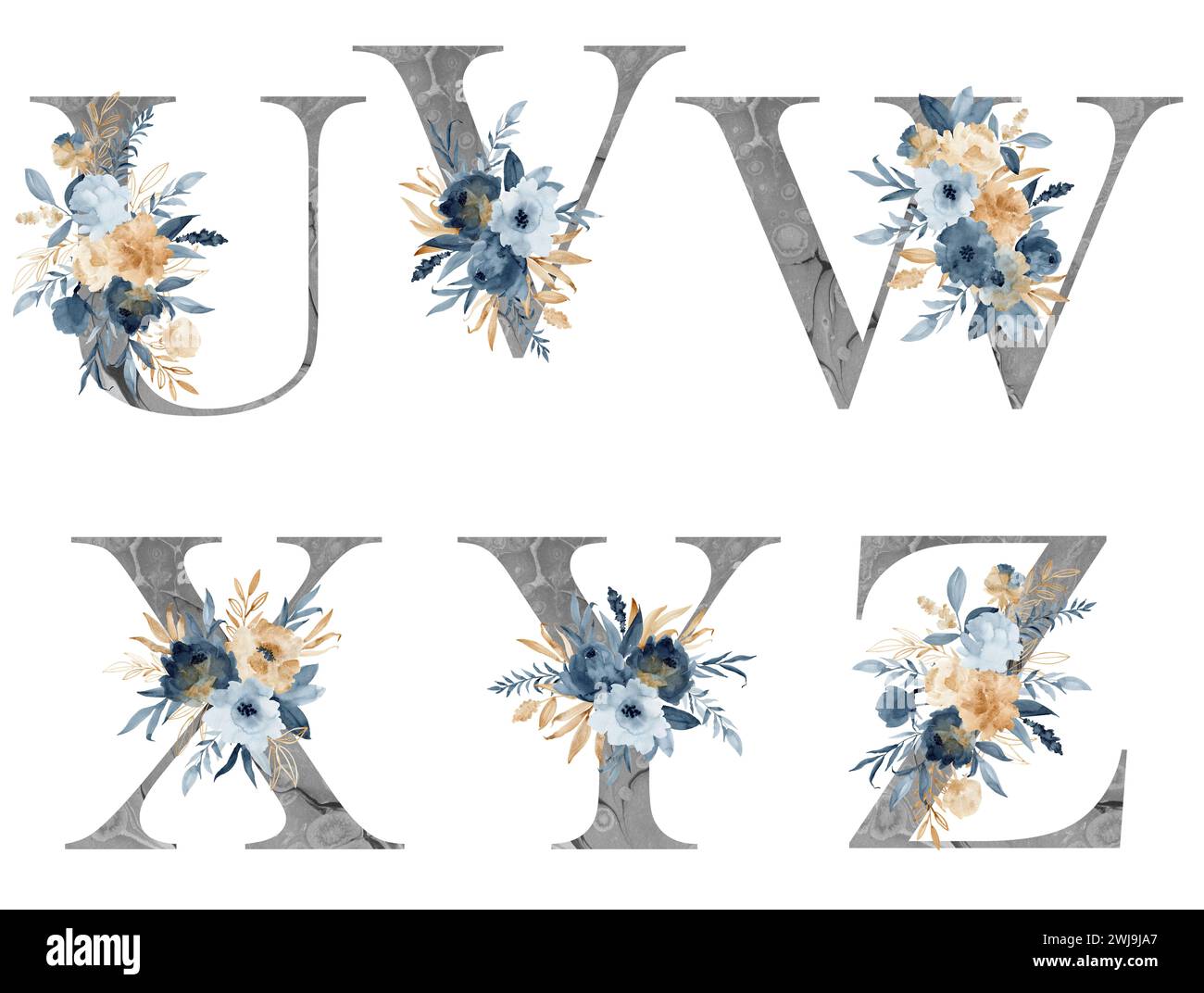 Watercolor floral alphabet Stock Photo - Alamy