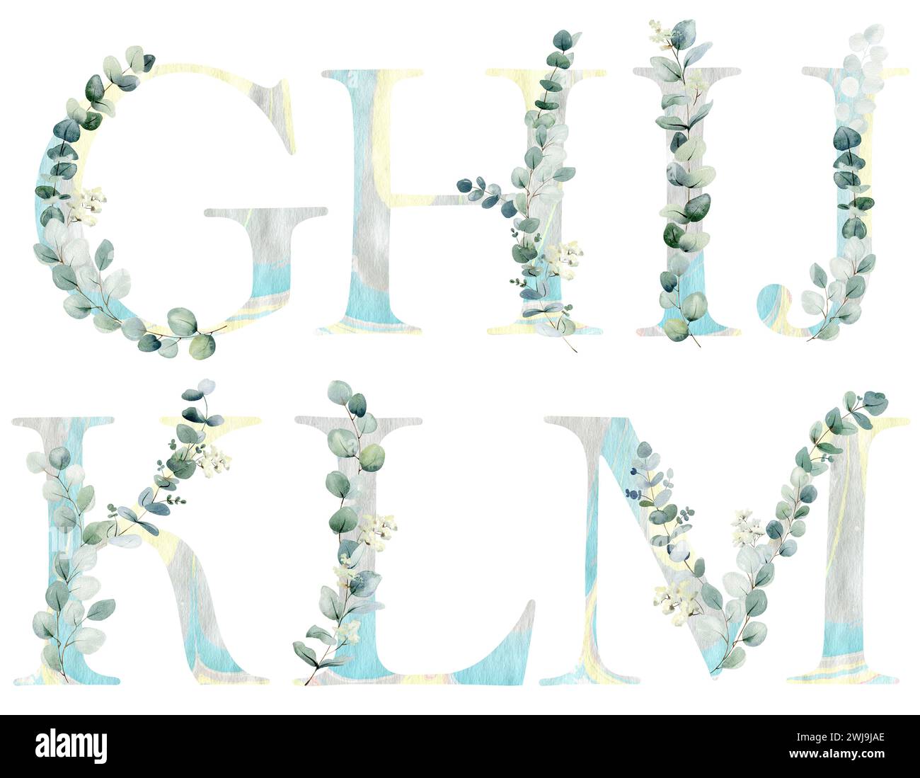 Watercolor floral alphabet Stock Photo - Alamy