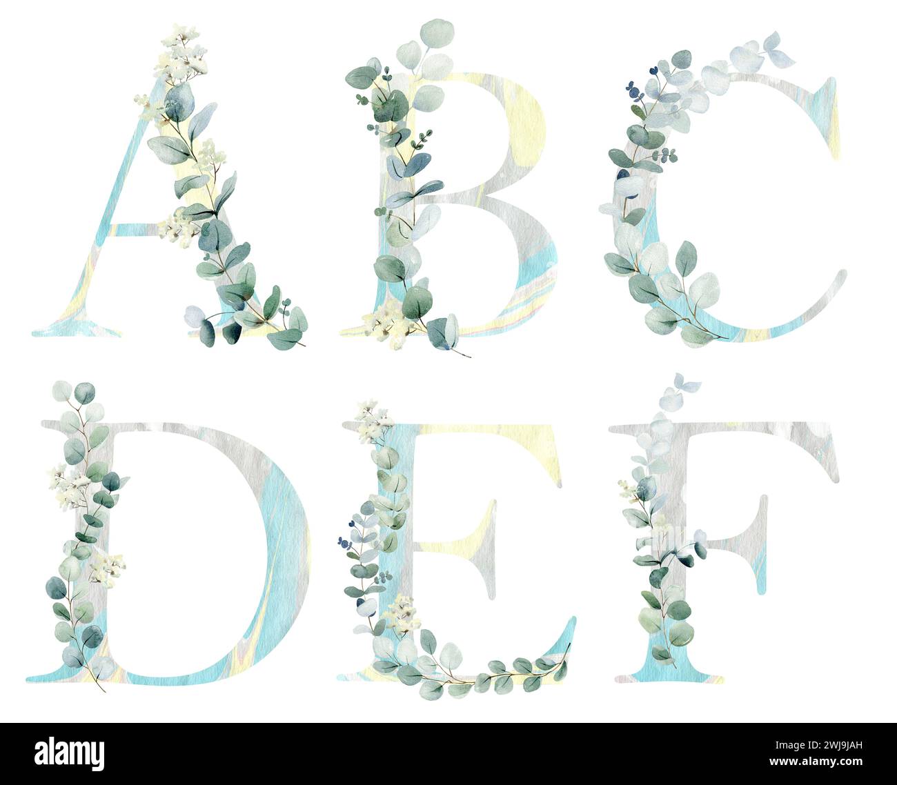 Watercolor floral alphabet Stock Photo - Alamy