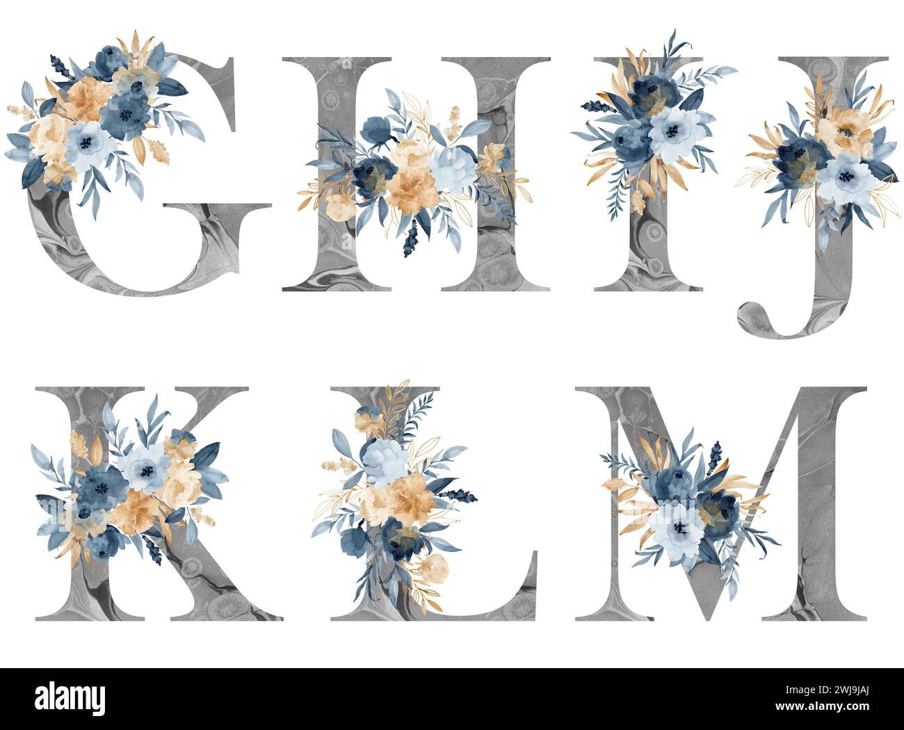 Watercolor floral alphabet Stock Photo - Alamy