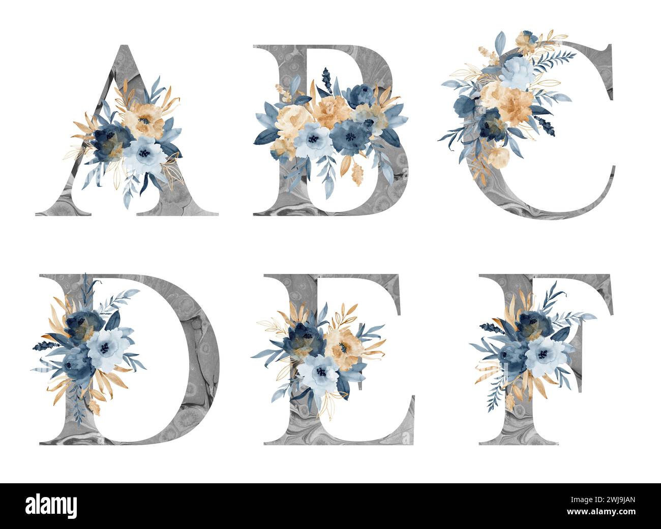 Watercolor floral alphabet Stock Photo - Alamy