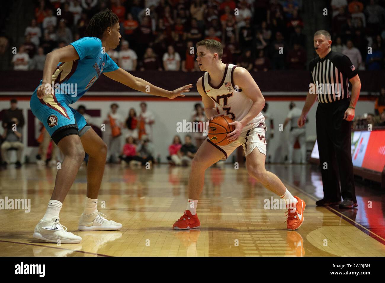 February 13, 2024: Virginia Tech Hokies guard Sean Pedulla (3) is guard ...