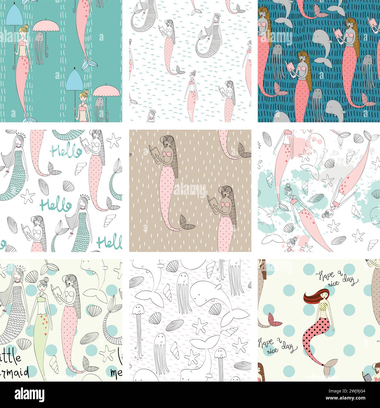 Vector cute mermaids Stock Vector Image & Art - Alamy