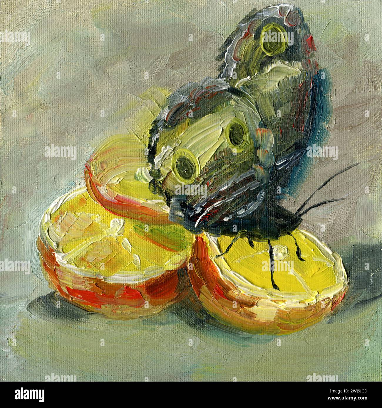 Orange oil painting Stock Photo - Alamy