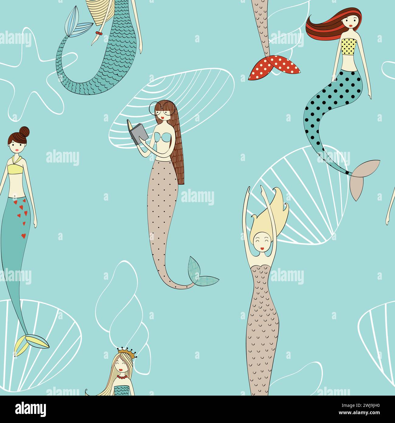 Vector cute mermaids Stock Vector Image & Art - Alamy