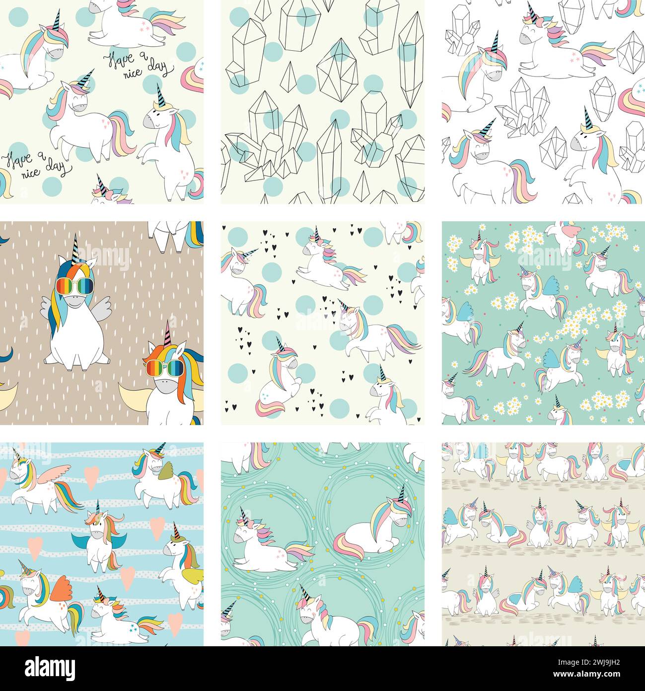 Magic cute unicorns Stock Vector Image & Art - Alamy