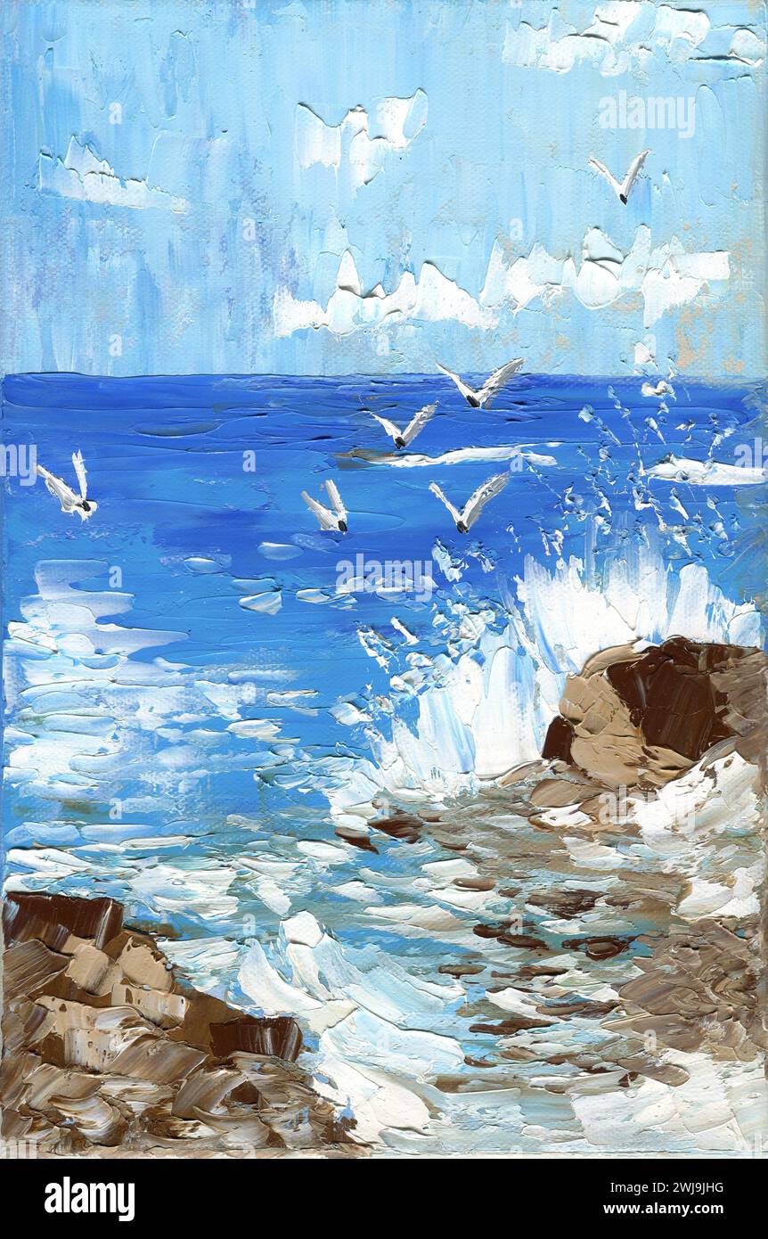 Sea oil painting Stock Photo - Alamy