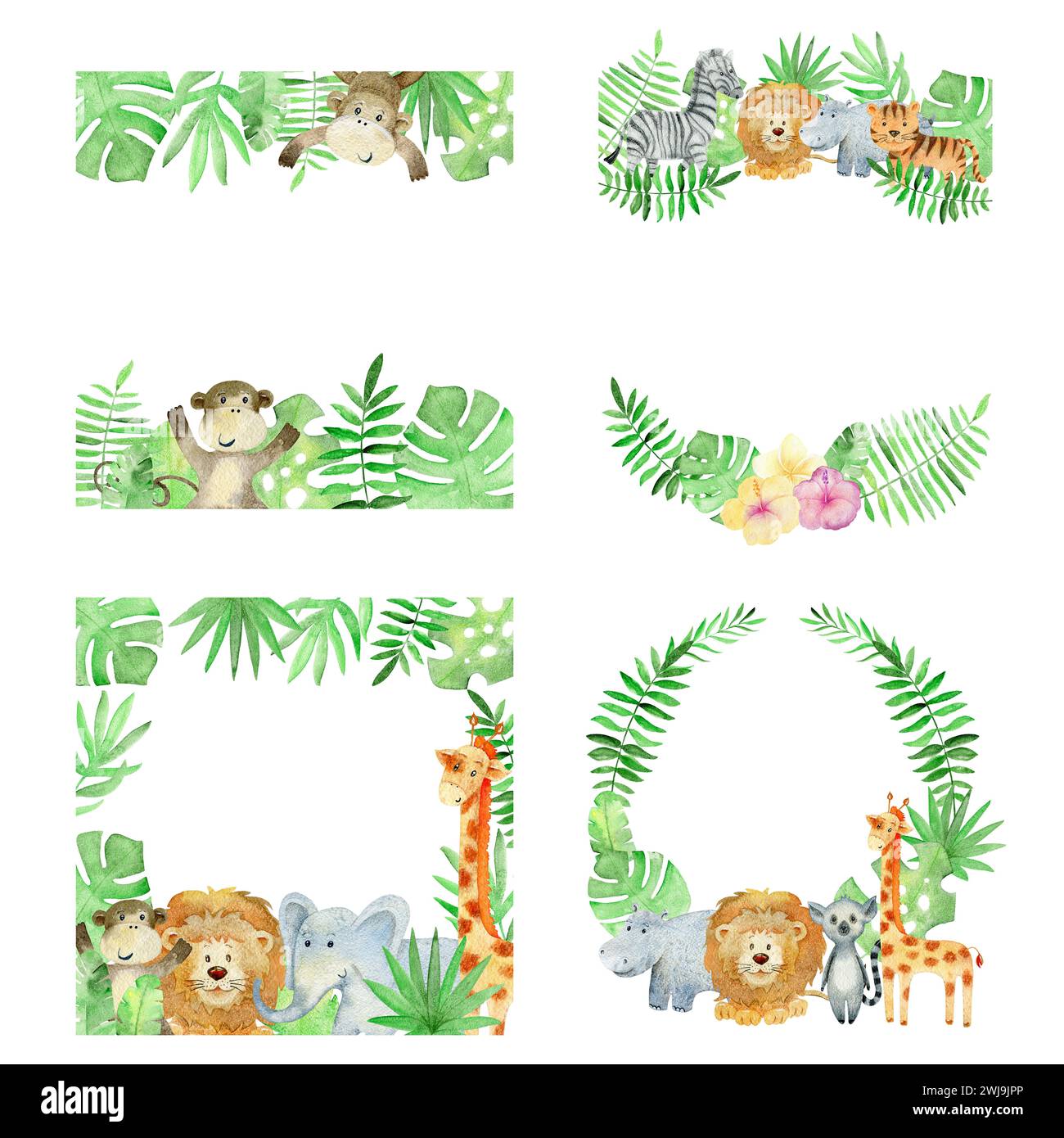 Watercolor safari cards Stock Photo - Alamy