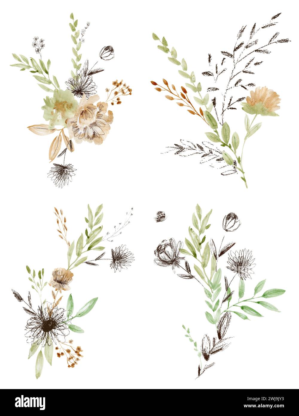 Flower sketch bouquet Stock Photo - Alamy