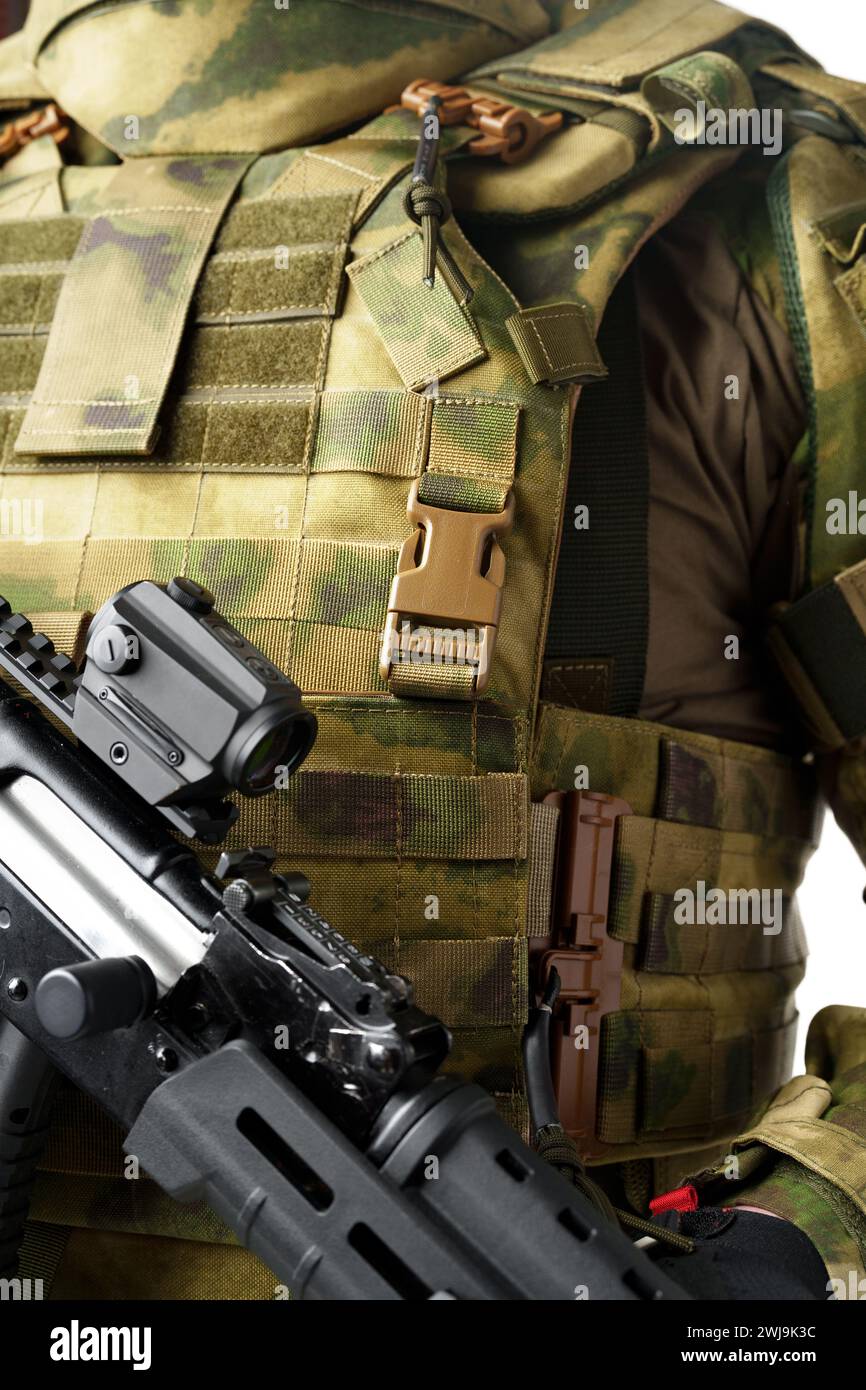 Soldier wearing military uniform close up photo Stock Photo - Alamy