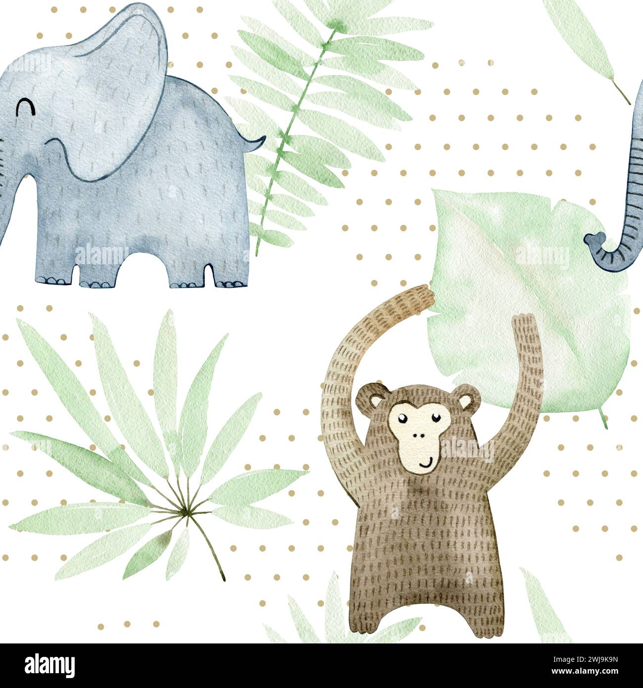 Watercolor safari animals Stock Photo - Alamy