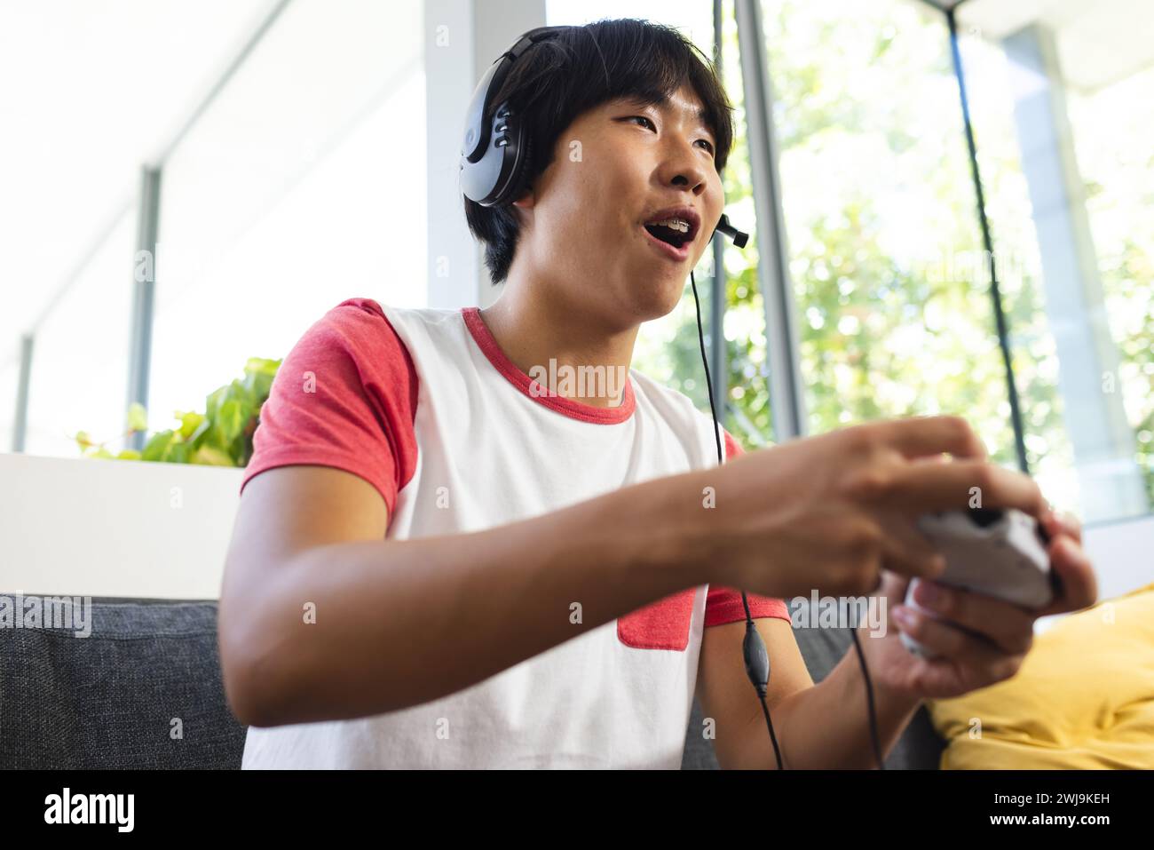 Teenage Asian boy enjoys a gaming session at home Stock Photo - Alamy