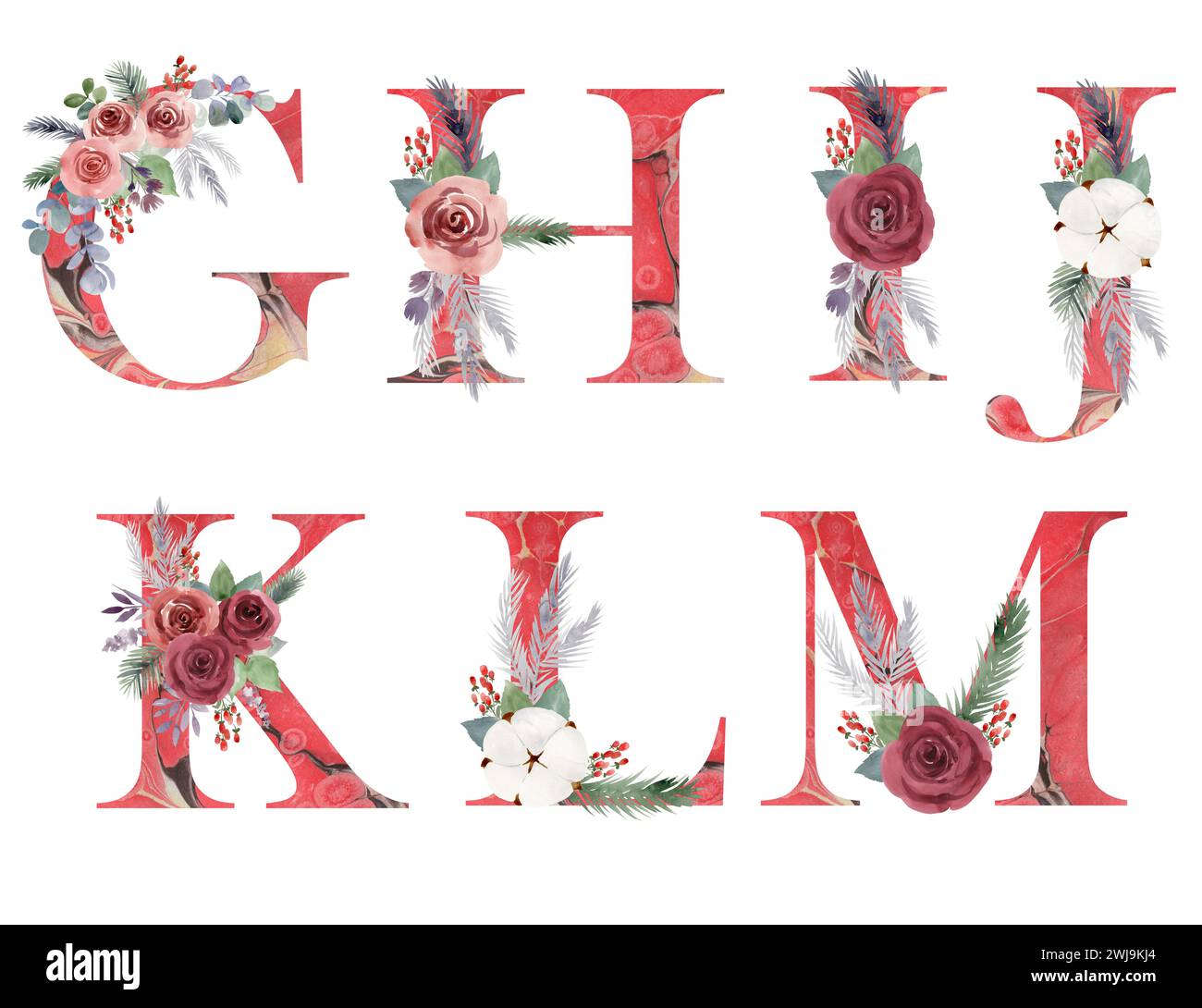 Watercolor floral alphabet Stock Photo - Alamy