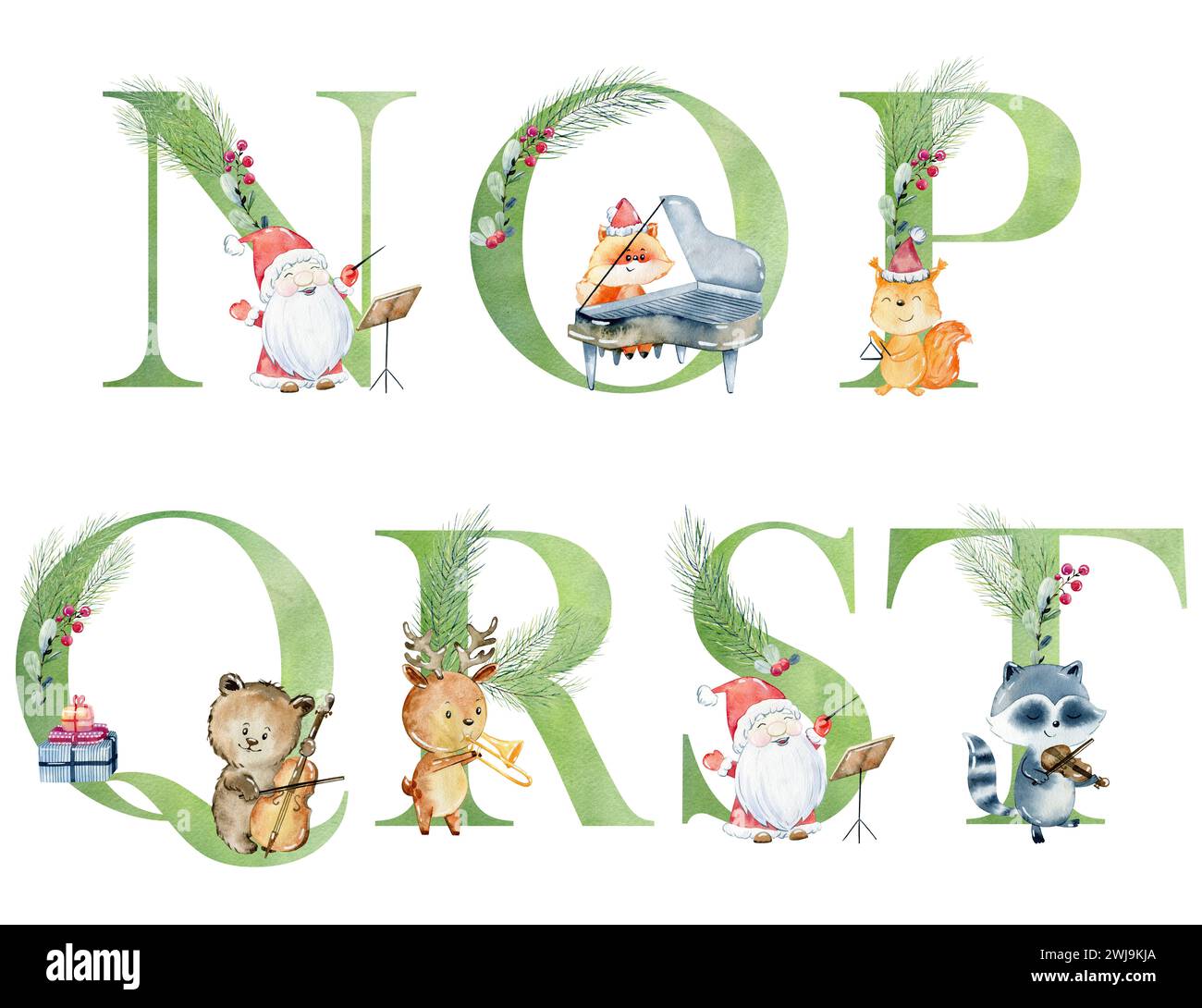 Watercolor christmas letters Stock Photo - Alamy