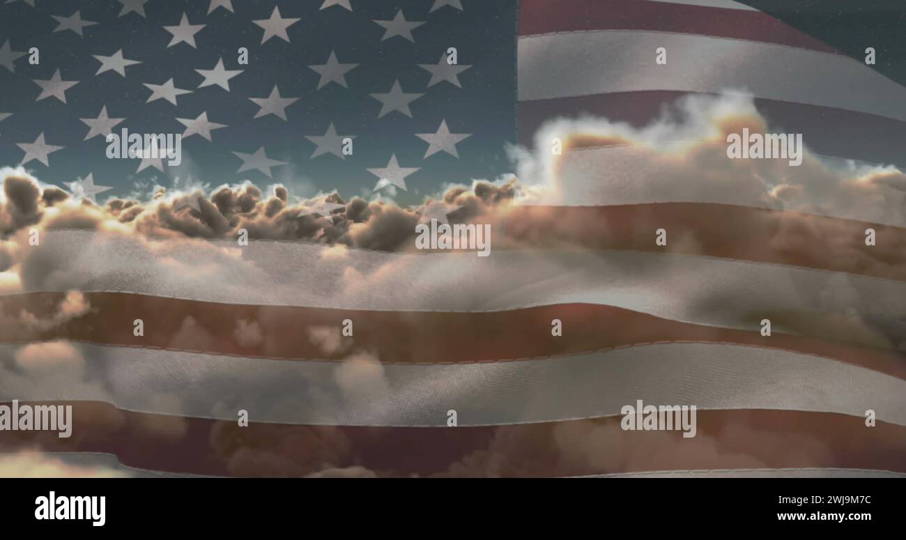 A digital composite of the American flag and clouds Stock Photo - Alamy