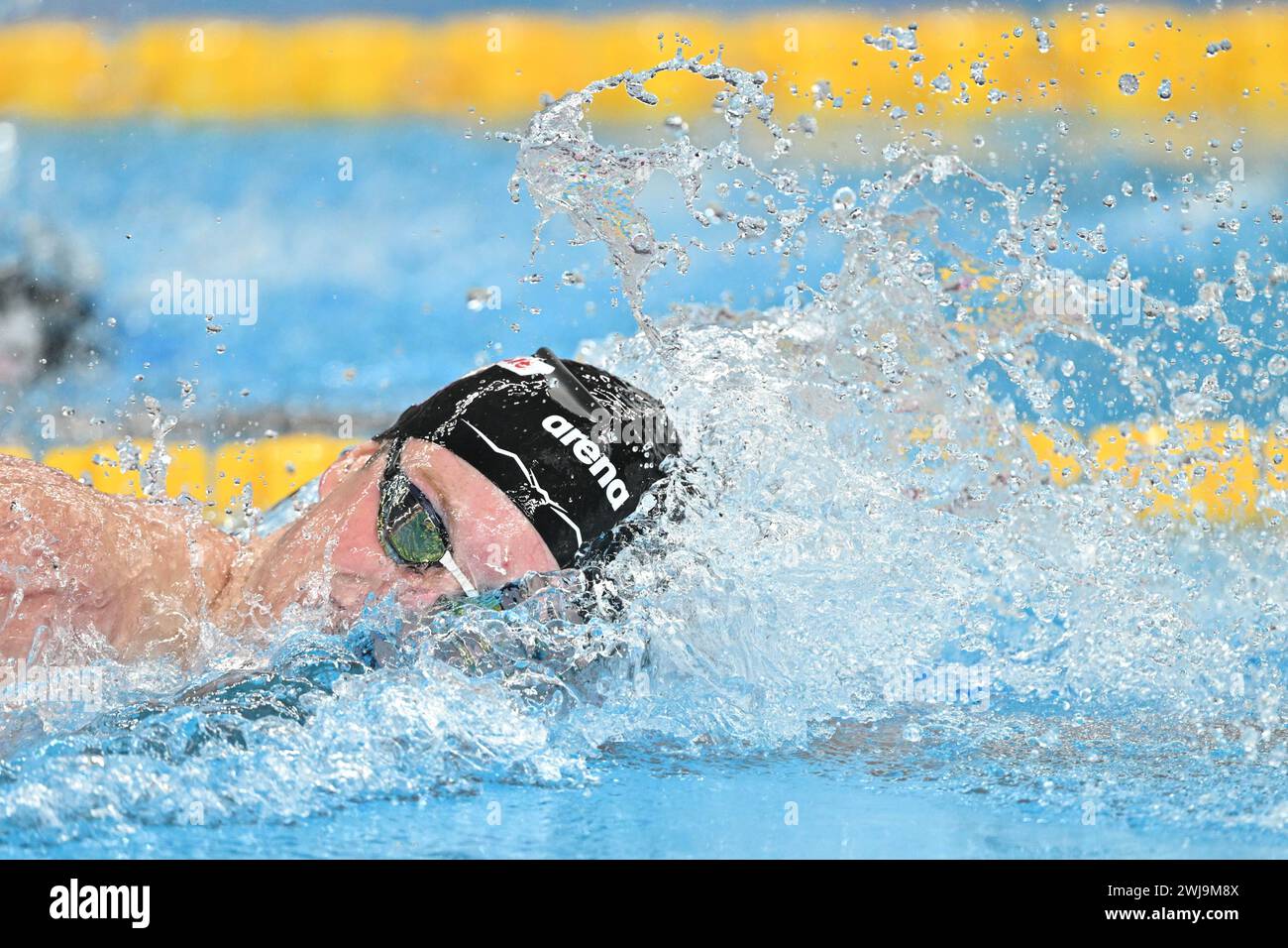 Doha, Qatar. 13th Feb, 2024. Luke Hobson of the United States competes ...
