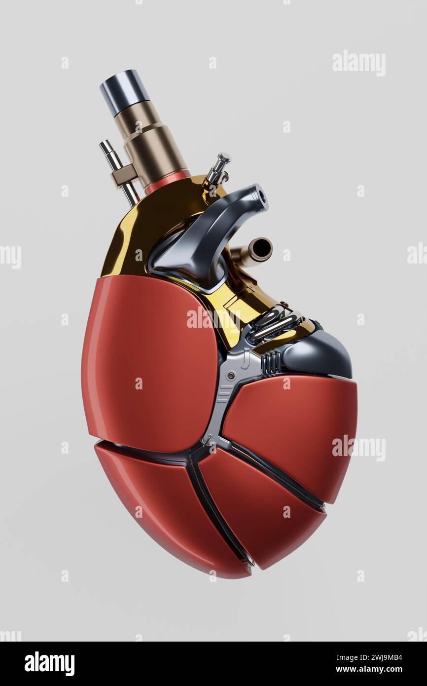Heart of engine motor, soul of car, love heart metal bike. Bionic organ ...