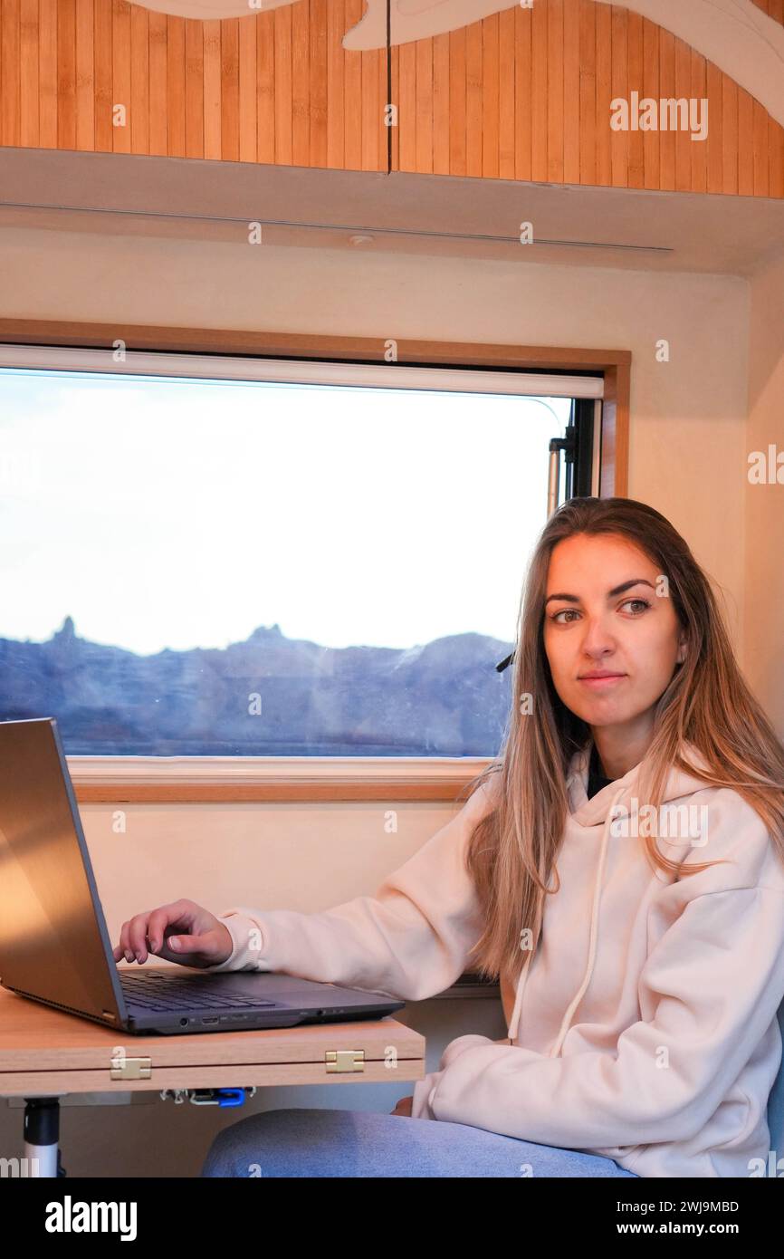 Van life work setup hi-res stock photography and images - Alamy