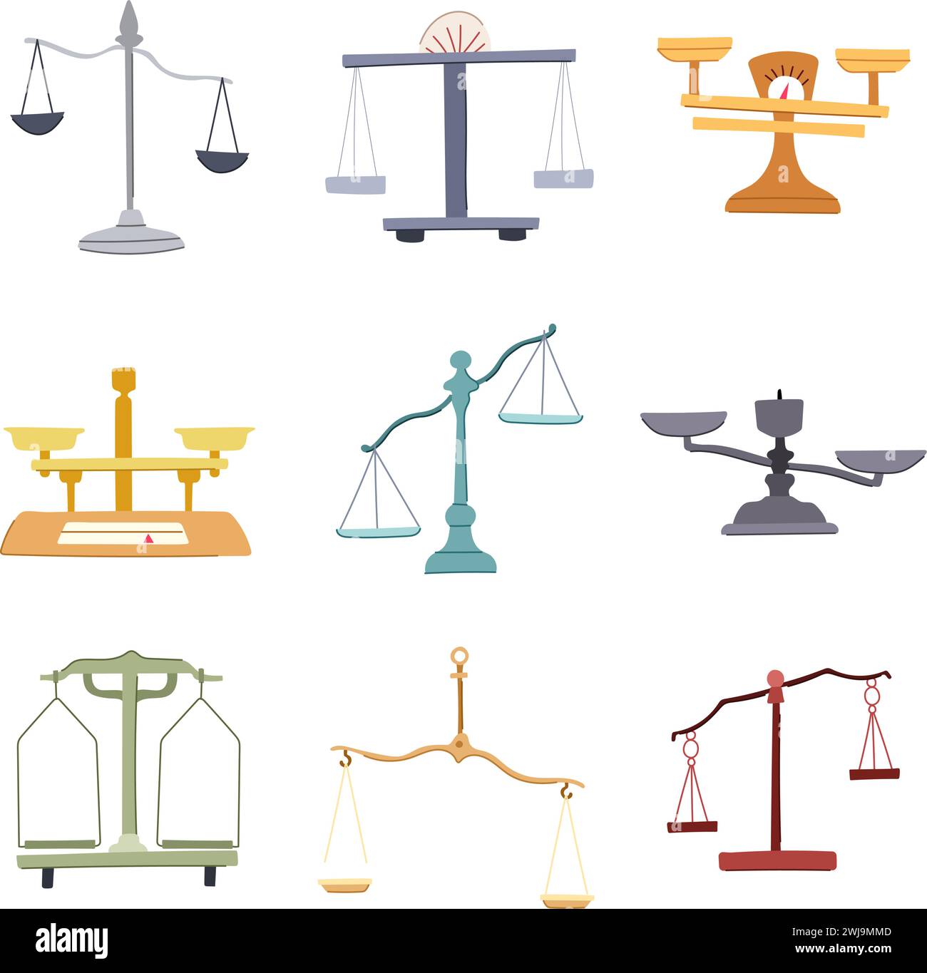 balance scale set cartoon vector illustration Stock Vector Image & Art ...