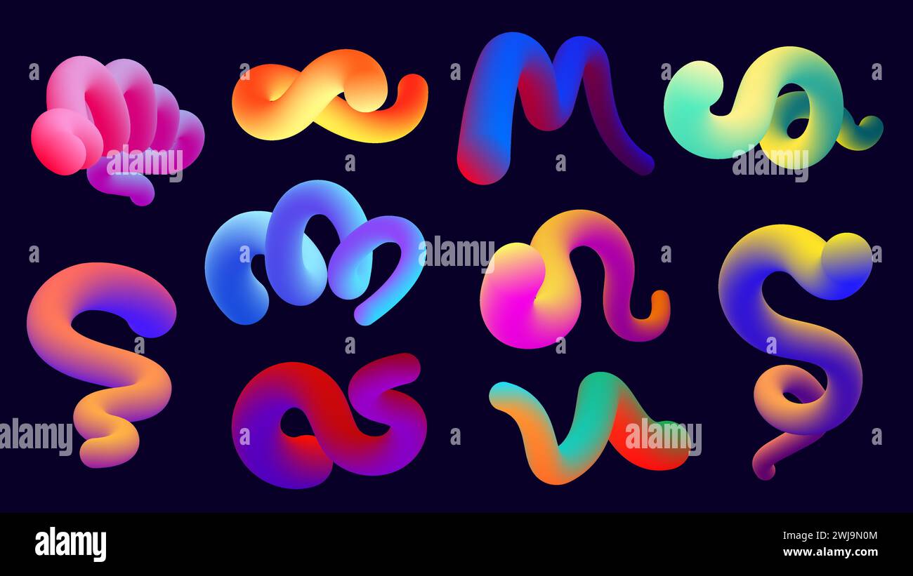 Gradient blend line. Dynamic abstract strokes with different colors and ...