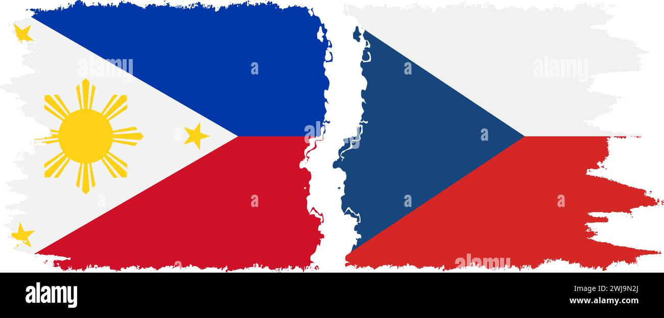 Czech and Philippines grunge flags connection, vector Stock Vector ...