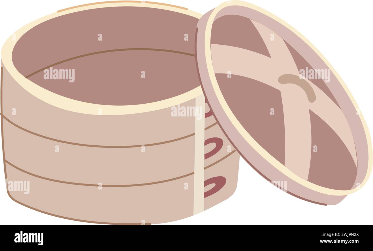 food bamboo steamer cartoon vector illustration Stock Vector Image ...
