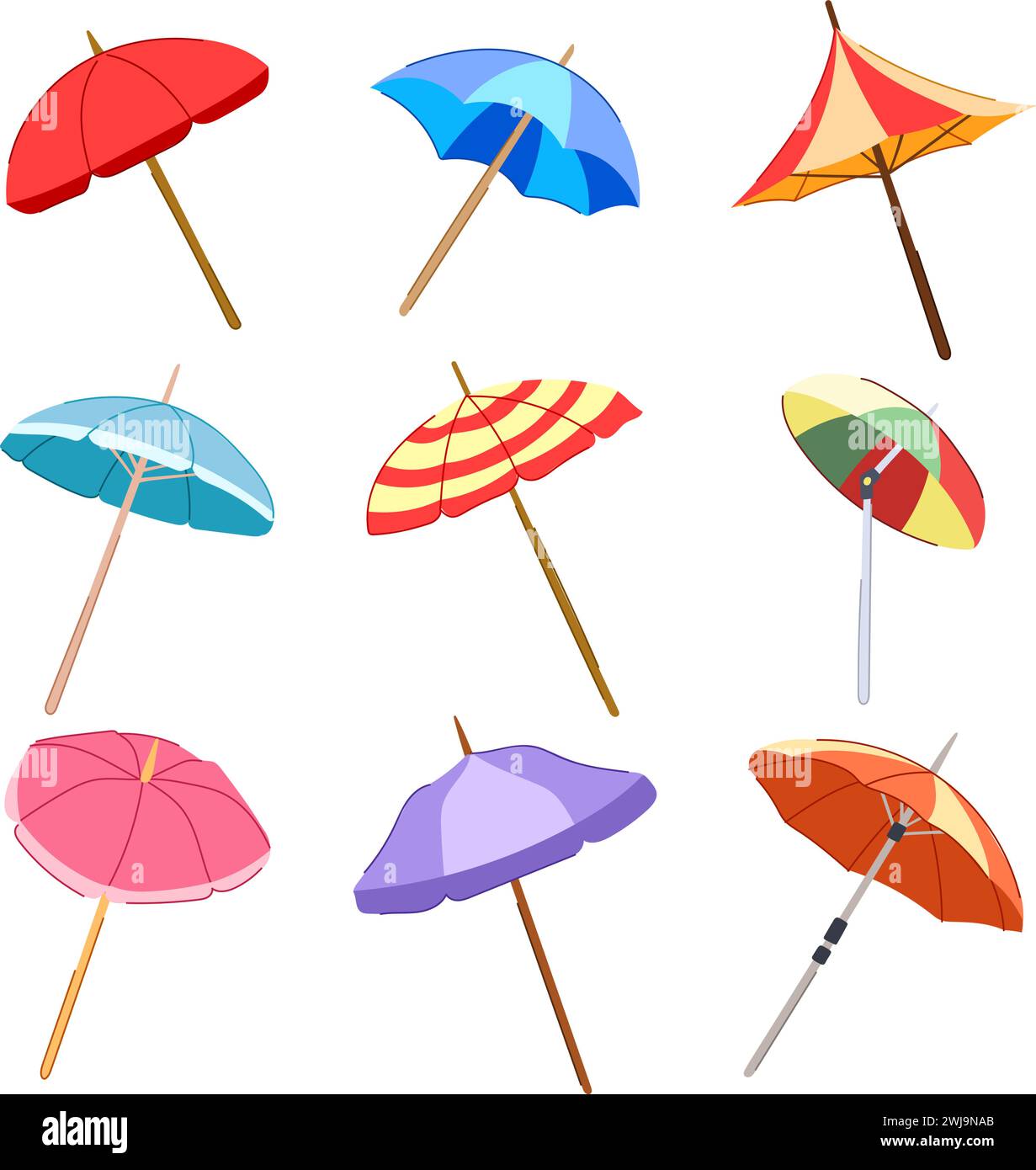 beach umbrella set cartoon vector illustration Stock Vector Image & Art ...