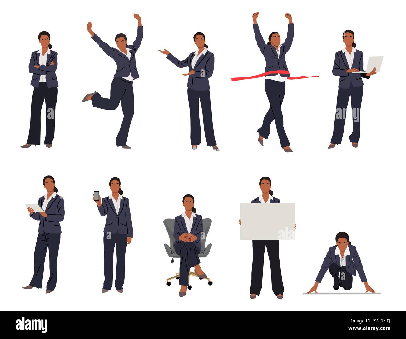 Business woman in different poses vector isolated Stock Vector Image ...