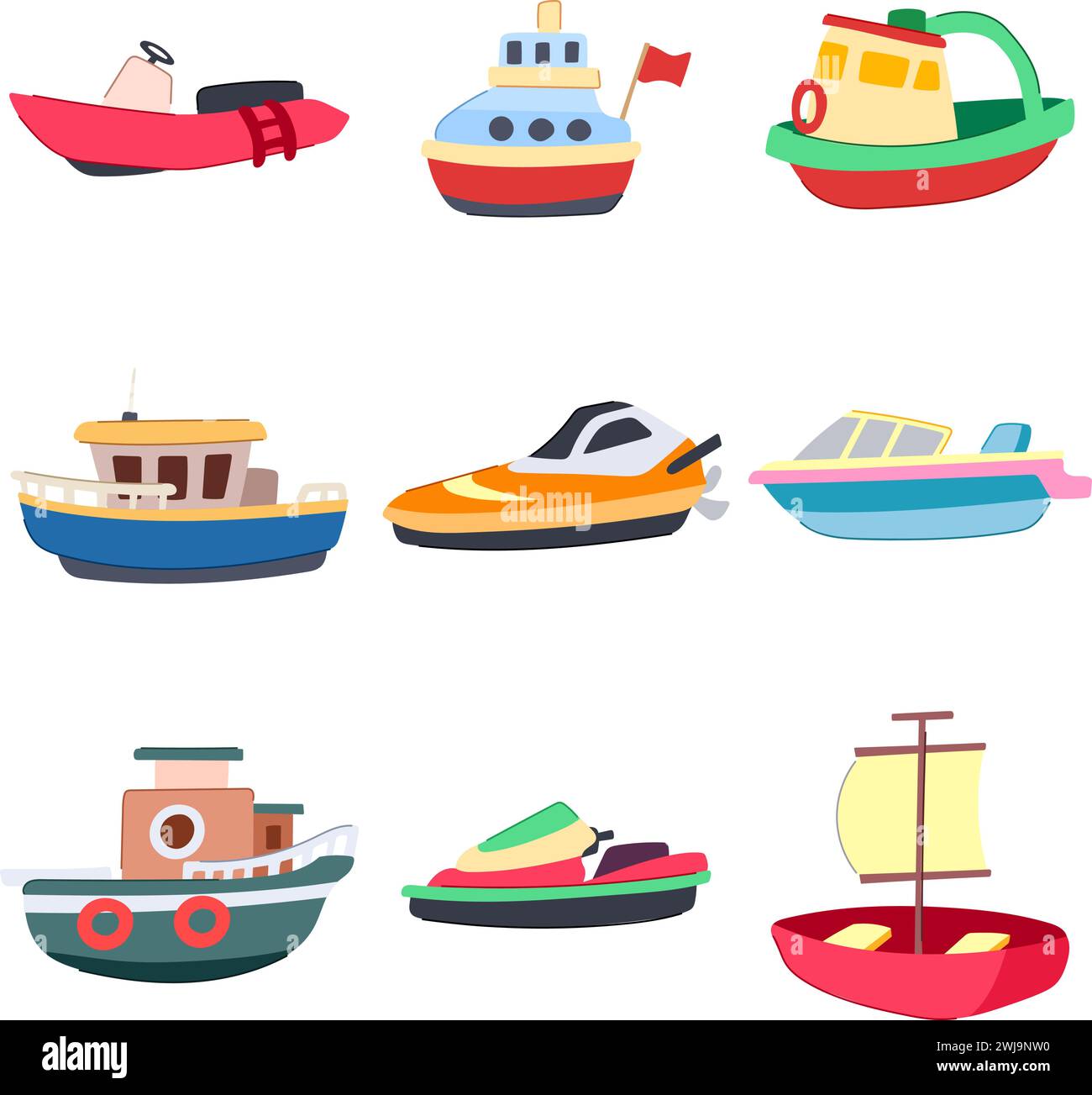 boat toy set cartoon vector illustration Stock Vector Image & Art - Alamy