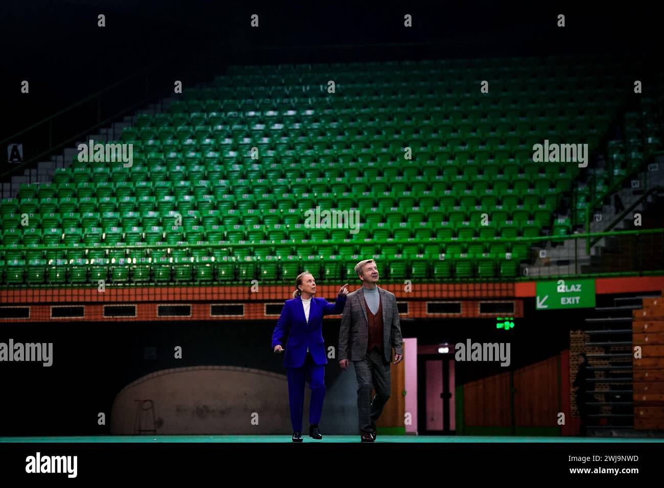 Ice skaters Jayne Torvill and Christopher Dean visit the gymnasium that ...