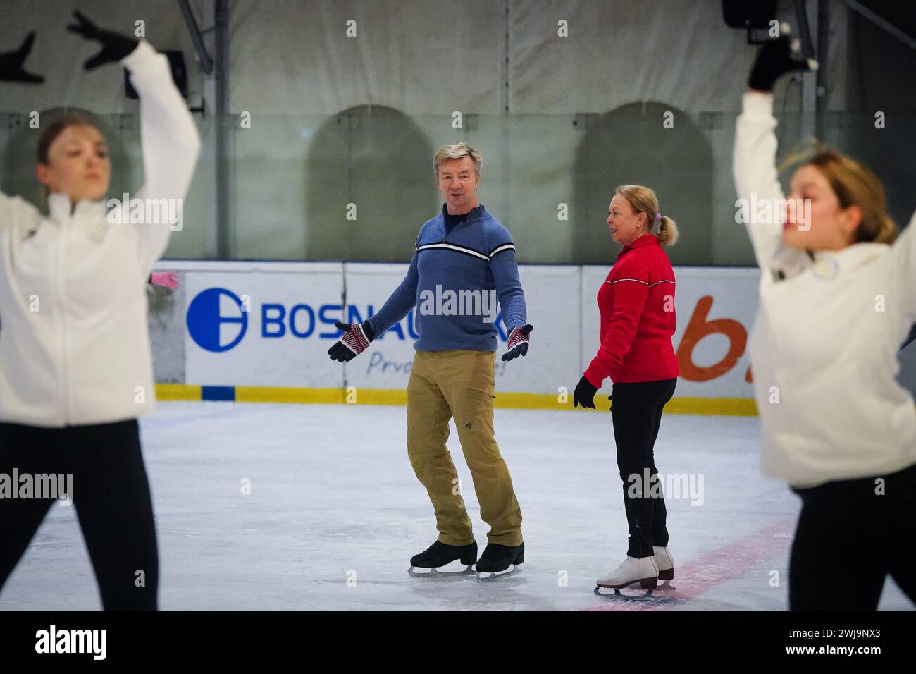 Ice skaters Jayne Torvill and Christopher Dean as they join children ...