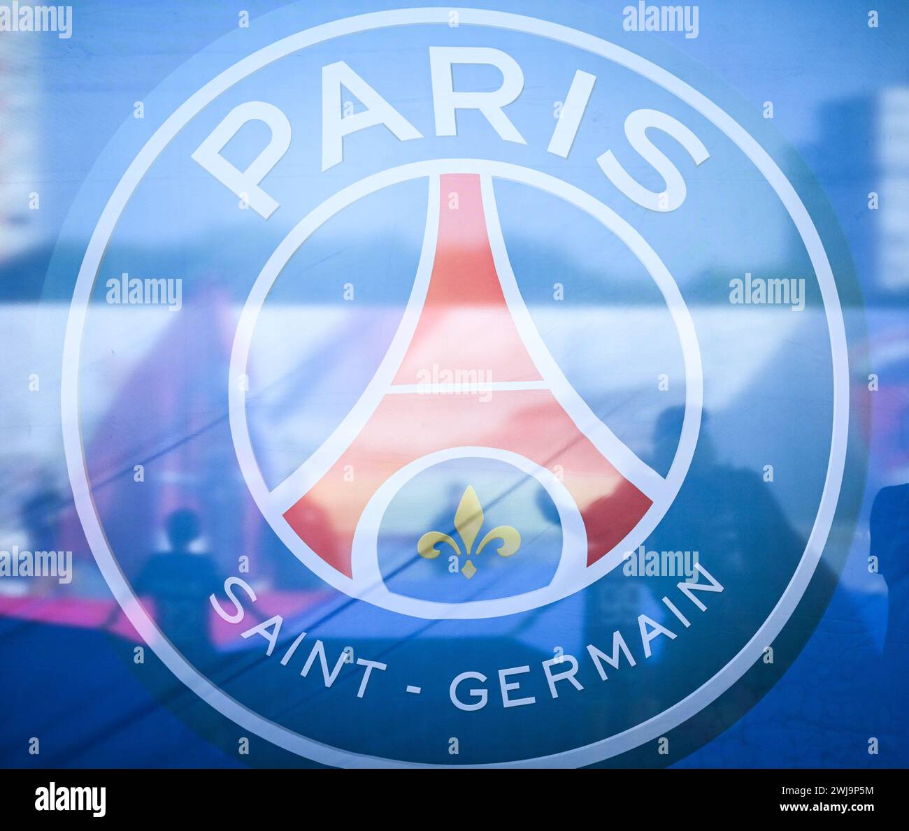 Illustration of the official flag of PSG during the French championship ...