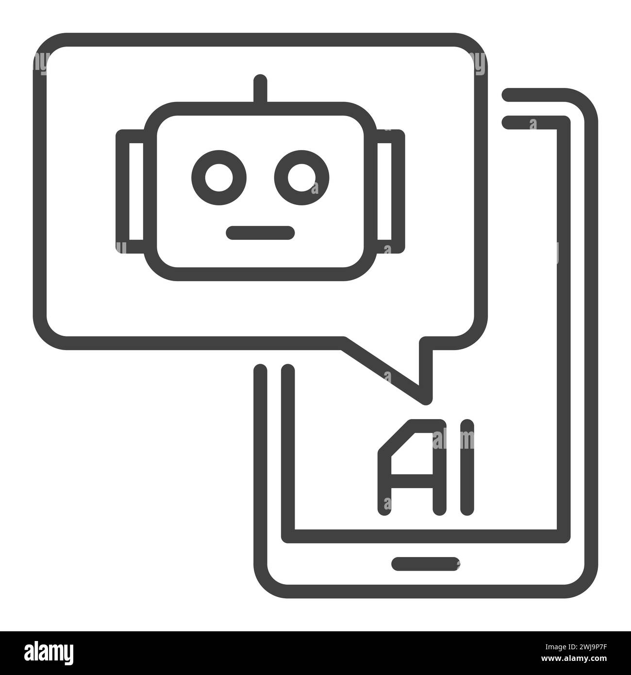 AI Chatbot in Smartphone vector concept linear icon or logo element ...