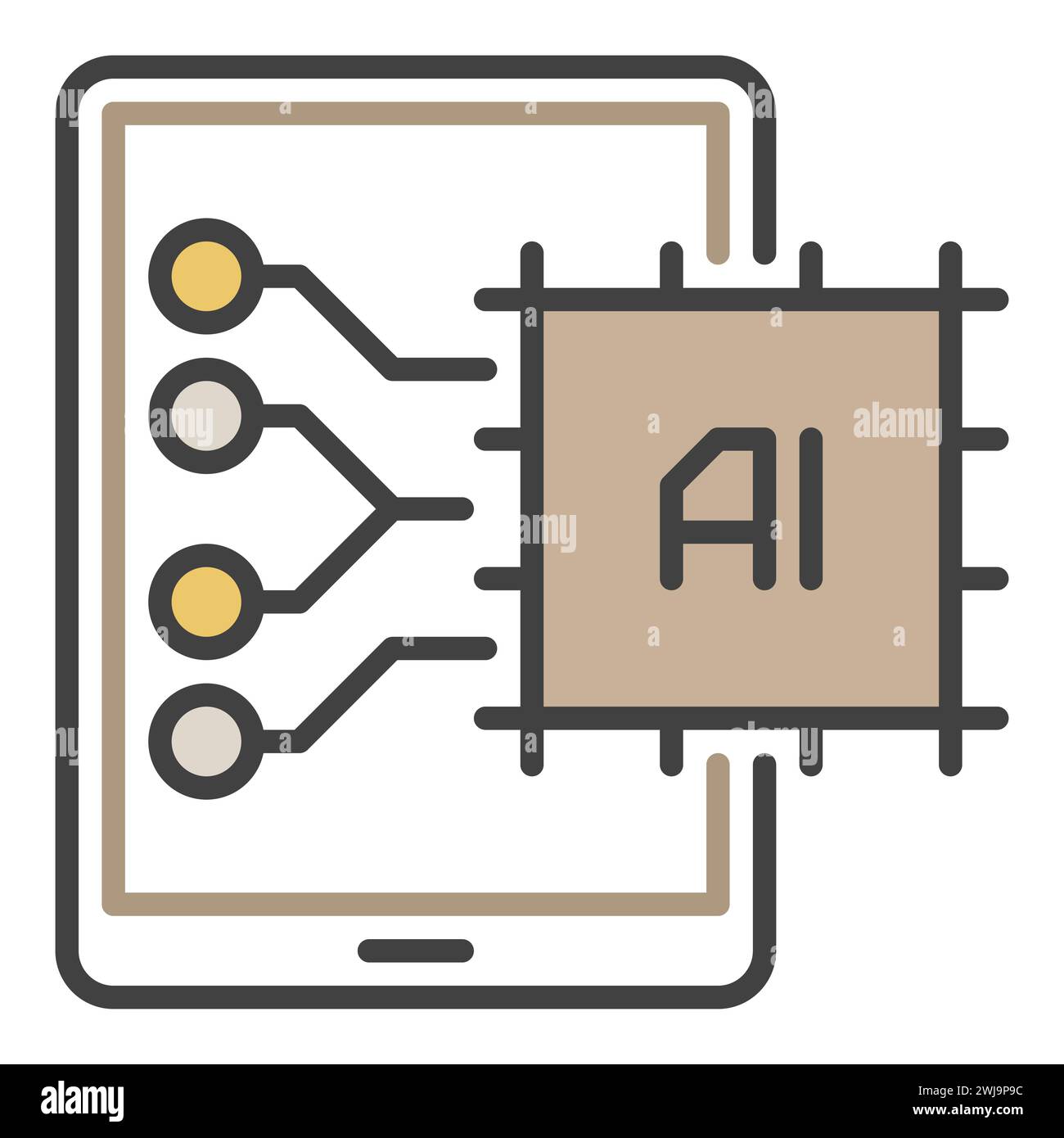 AI Chip in Tablet vector Artificial Intelligence concept colored icon ...