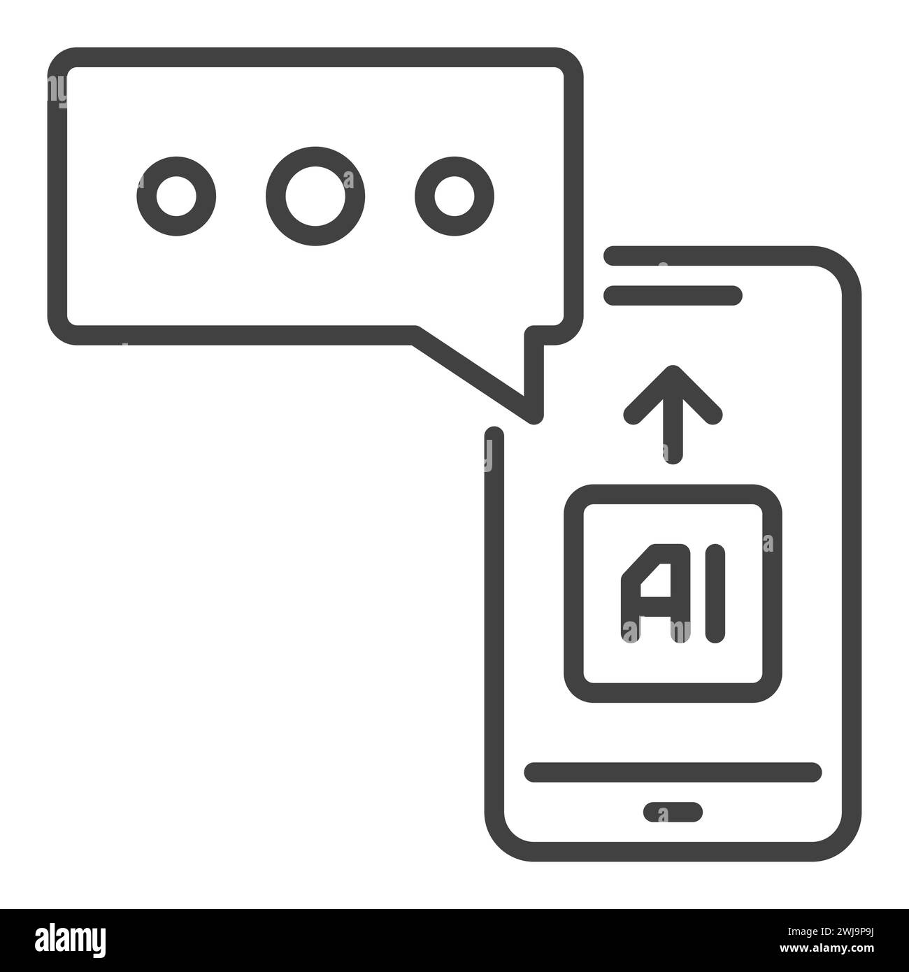 AI Chat on Smartphone vector concept linear icon or logo element Stock ...
