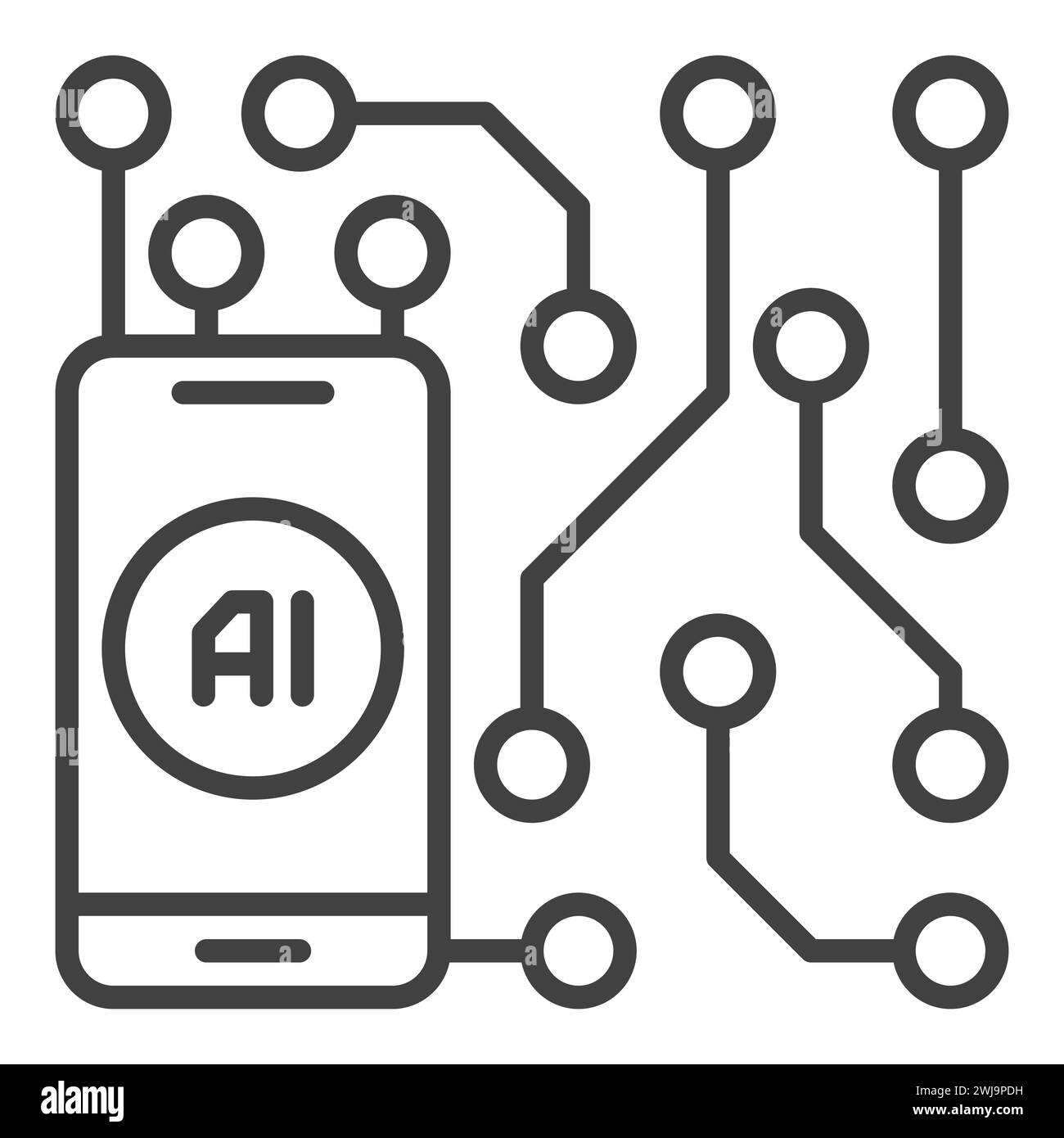 AI Mobile Technology in Smartphones vector concept linear icon or logo element Stock Vector ...